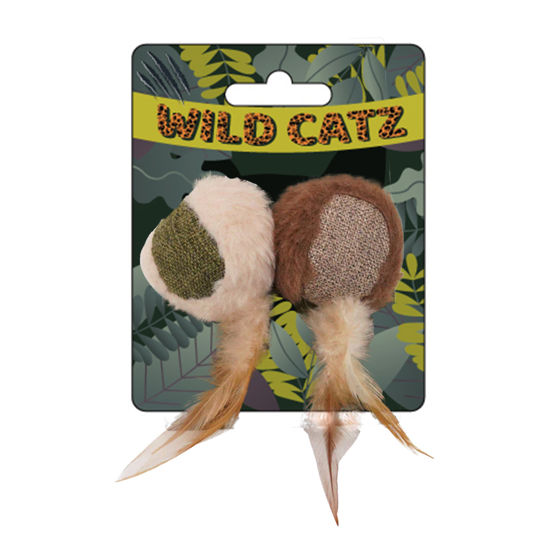 Wild Catz Baseball Mice Cat Toy - 6.x 16cm