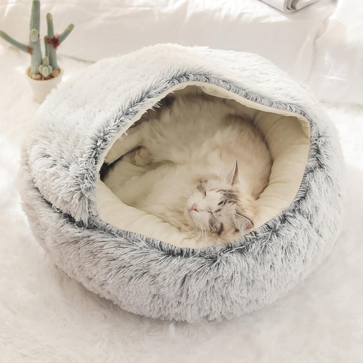 Grizzly Snuggle Cat Bed Grey - 50cm