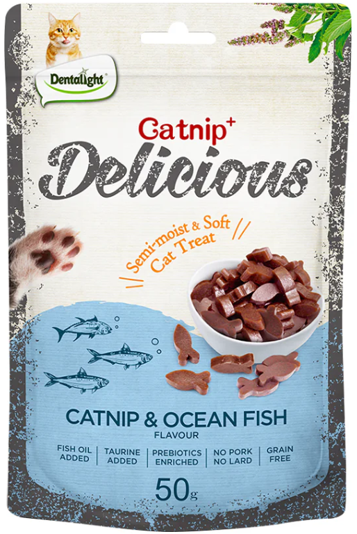 Dentalight Catnip & Oceanfish Flavour Semi Moist & Soft Cat Treat 50g