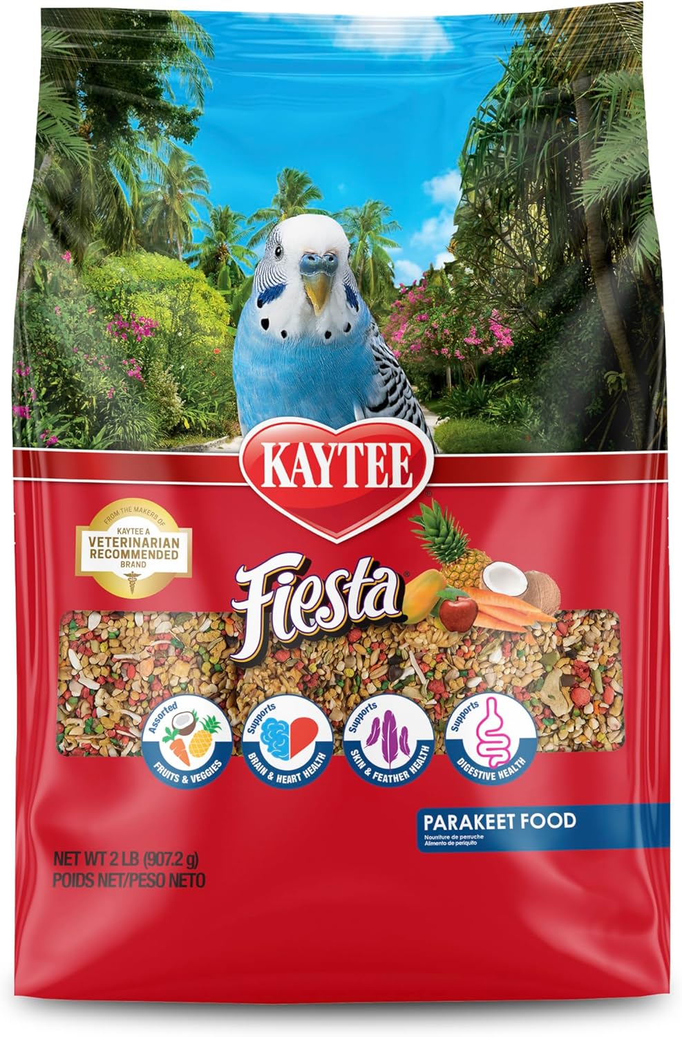 Kaytee KT Fiesta Parakeet Bird Food, 6/2LB/1Kg